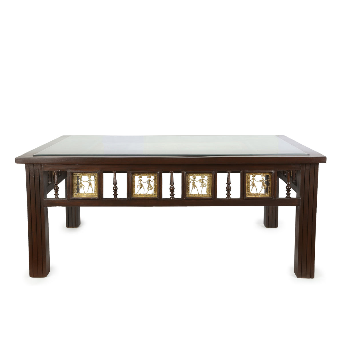 Aloha Teak Wood Rectangular Center Table with Grooved Straight Legs in ...